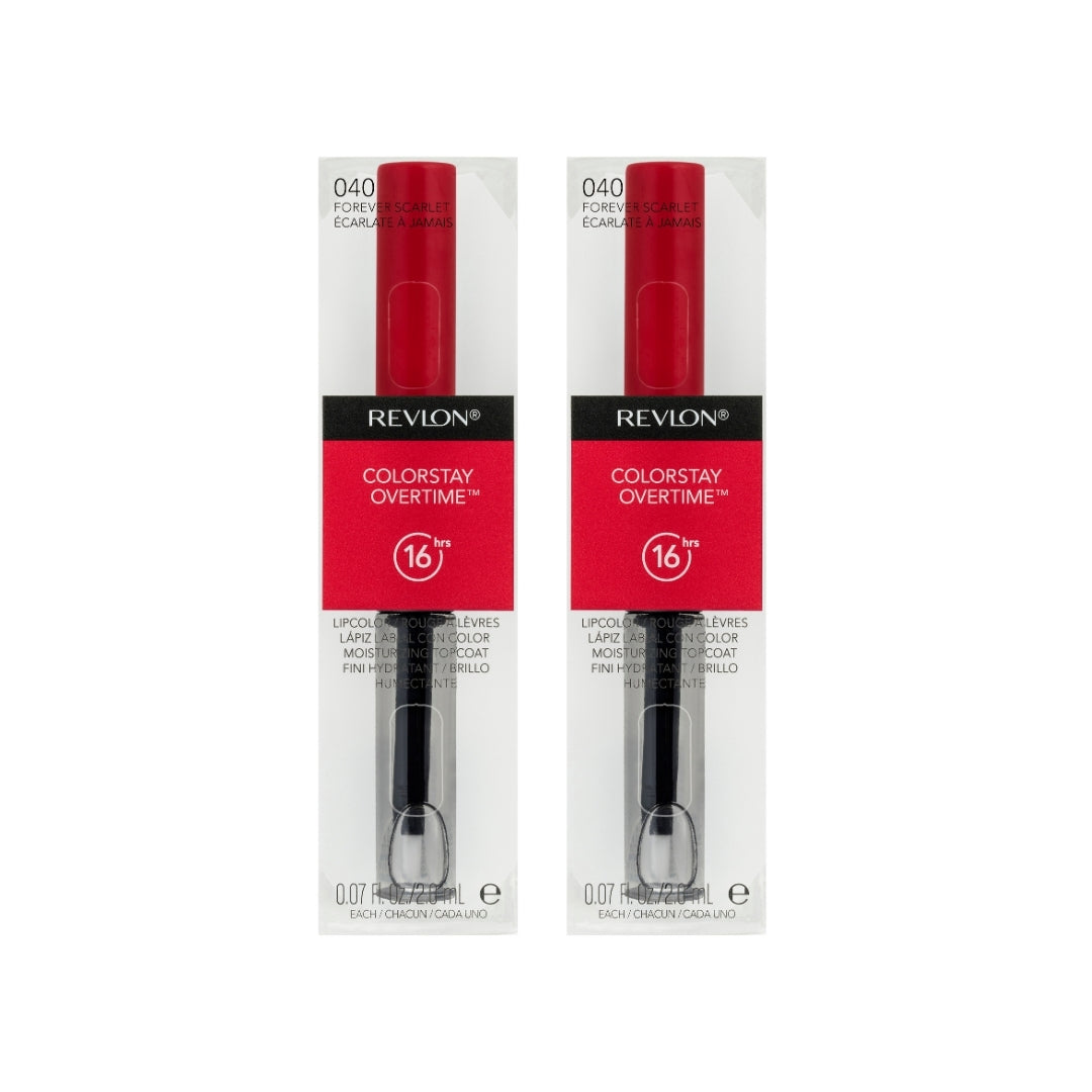 2 x Revlon Colorstay Overtime Lipcolor 2mL - 040 Forever Scarlet – On ...