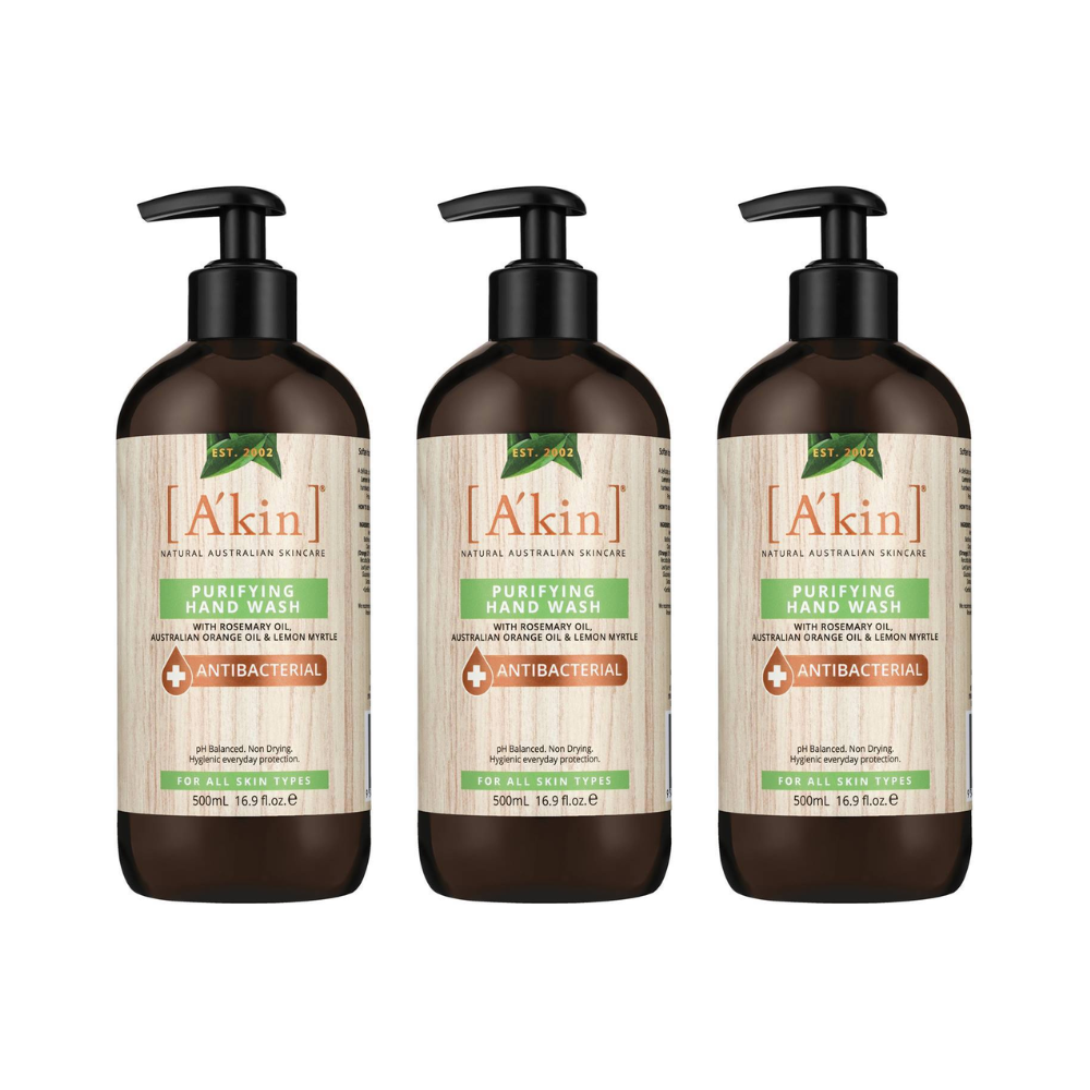 3 x A'kin Purifying Hand Wash Antibacterial 500mL – On Trend Beauty