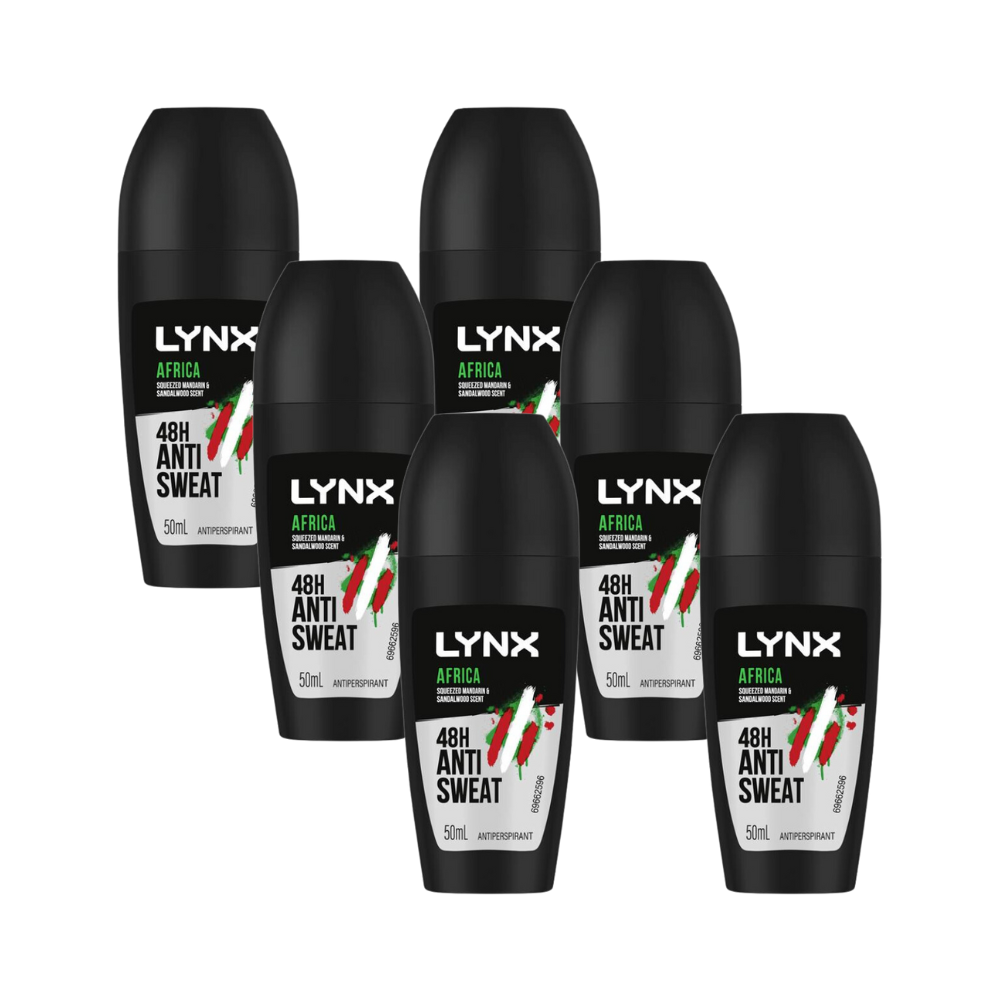 6 x Lynx Antiperspirant Roll On Deodorant Africa 50mL – On Trend Beauty