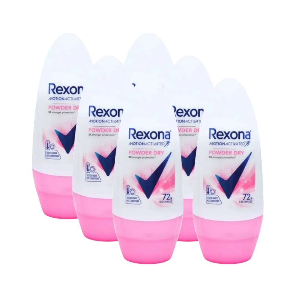 6 x Rexona Motion Activated Powder Dry Deodorant Roll On 45mL – On ...