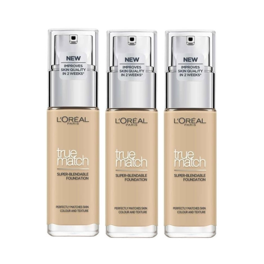3 x L'Oreal Paris True Match Super Blendable Liquid Foundation 30mL ...