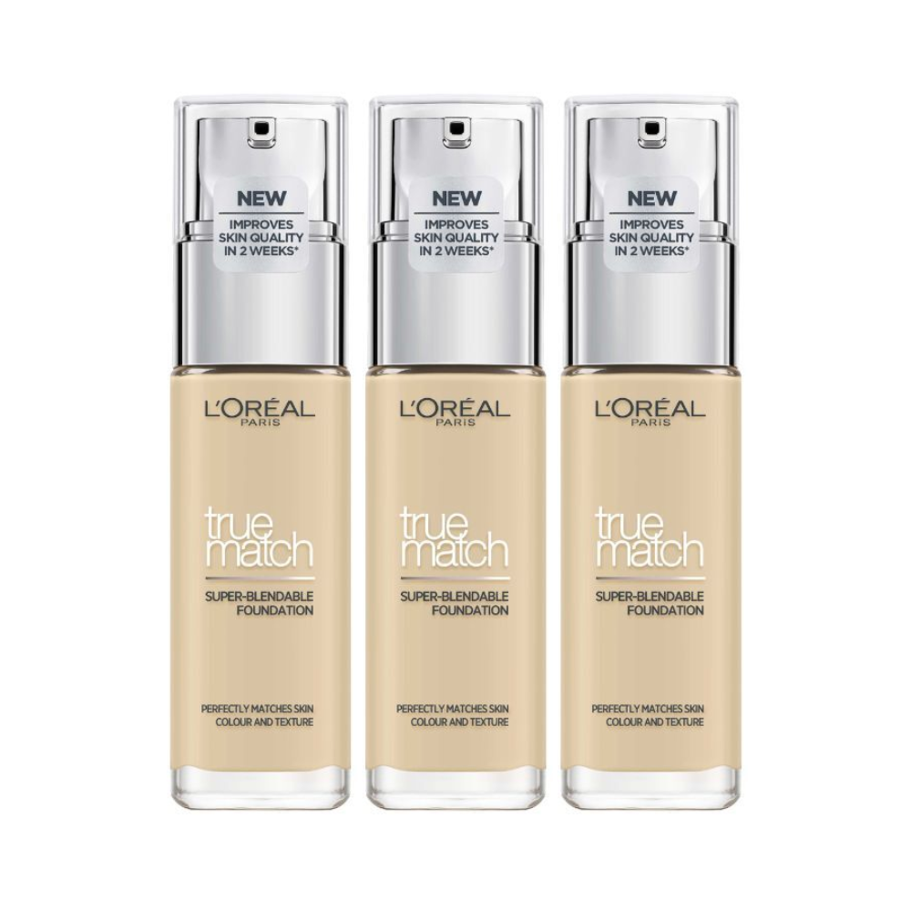 3 x L'Oreal Paris True Match Super Blendable Liquid Foundation 30mL ...