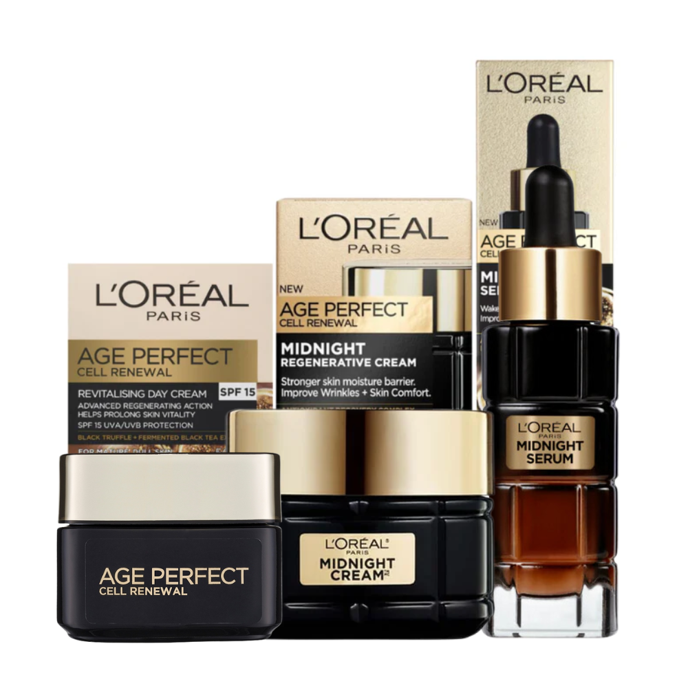L'Oreal Paris Age Perfect Cell Renewal Midnight Skin Care Trio – On ...