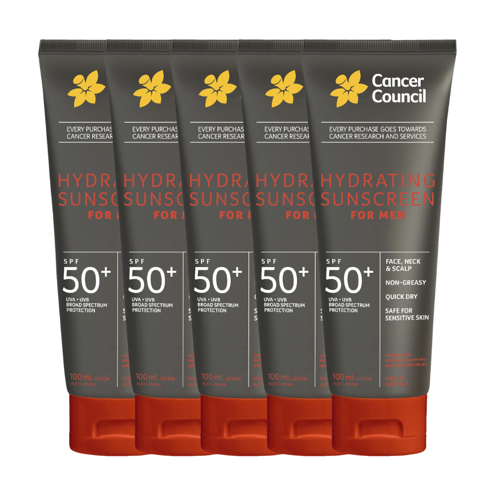 5 x Cancer Council Hydrating Sunscreen For Men SPF50+ 100mL – On Trend ...
