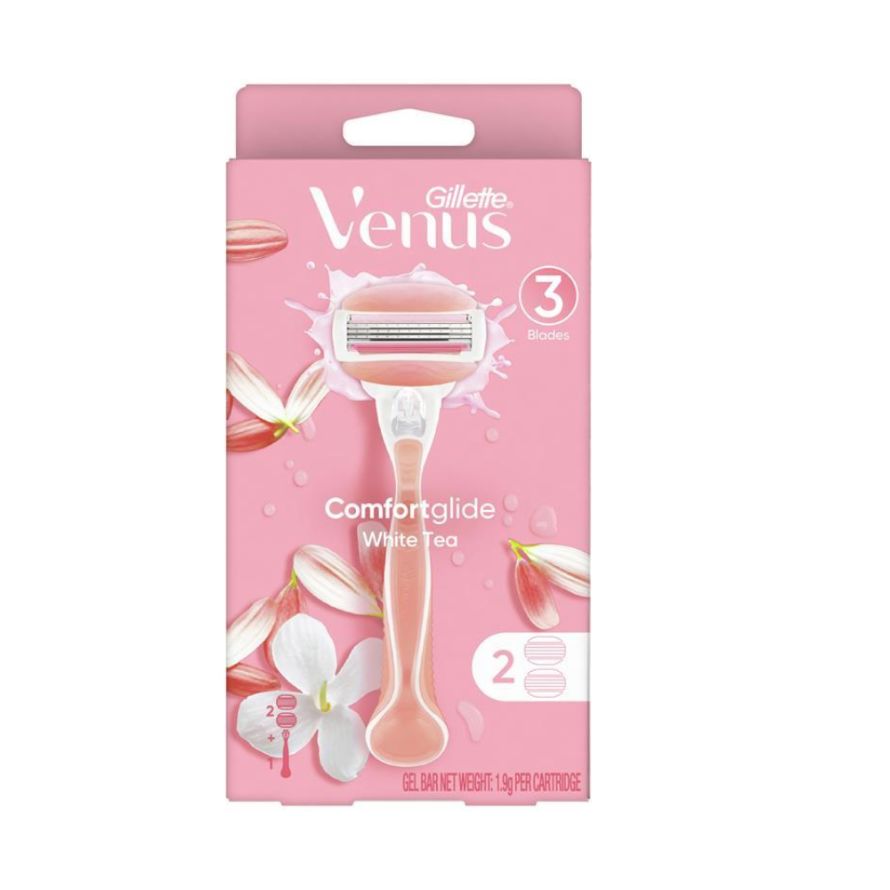 Gillette Venus Comfortglide White Tea Razor + 2 Refill Blades – On ...