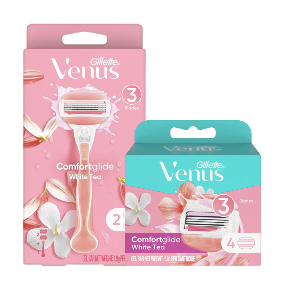 Gillette Venus Comfortglide White Tea Razor + 6 Refill Blades – On ...