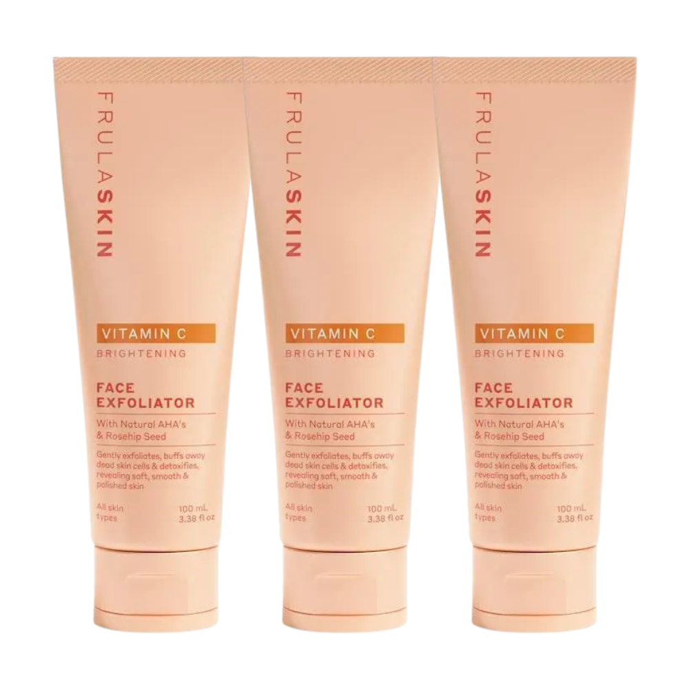 3 x Frula Skin Vitamin C Brightening Face Exfoliator with AHAs & Jojob ...