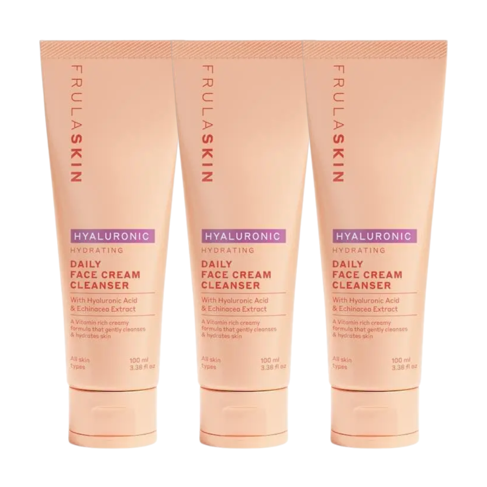 3 x Frula Skin Daily Face Cream Cleanser with Hyaluronic Acid & Echina ...