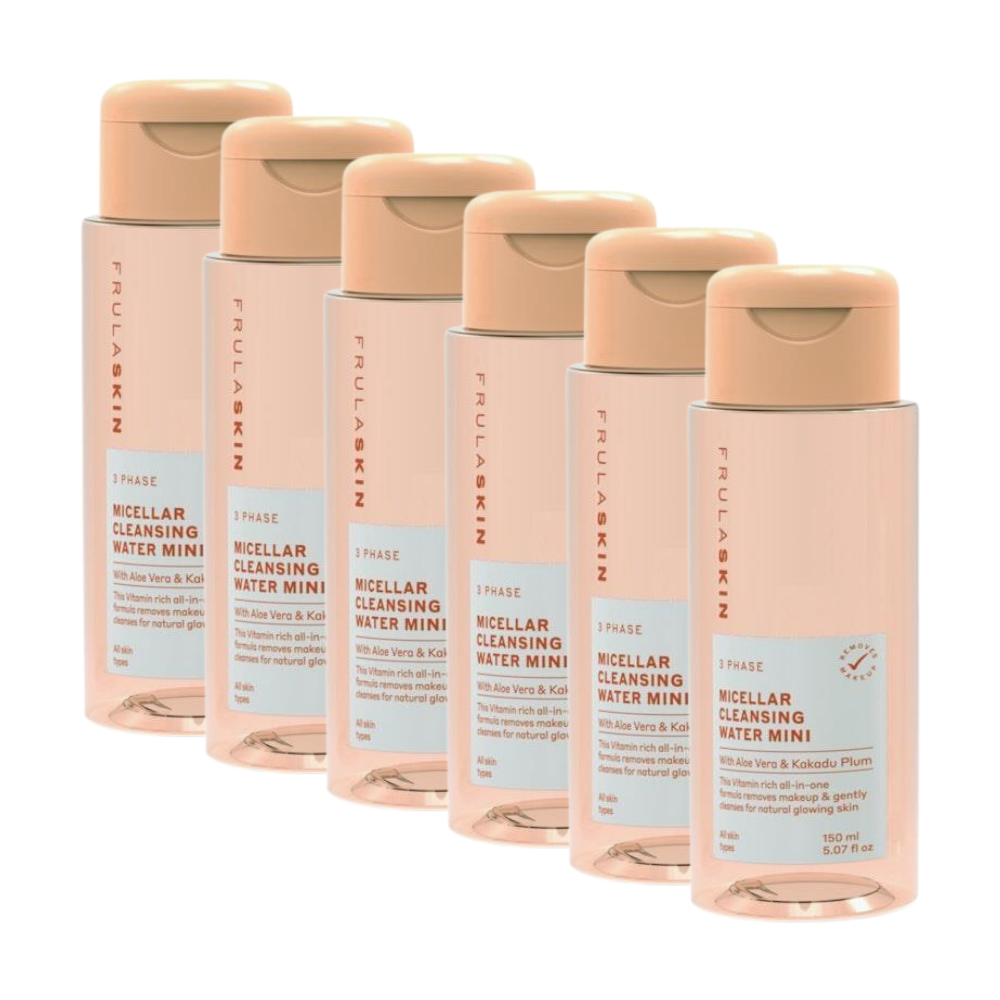 6 x Frula Skin 3 Phase Micellar Cleansing Water Mini with Aloe Vera An ...