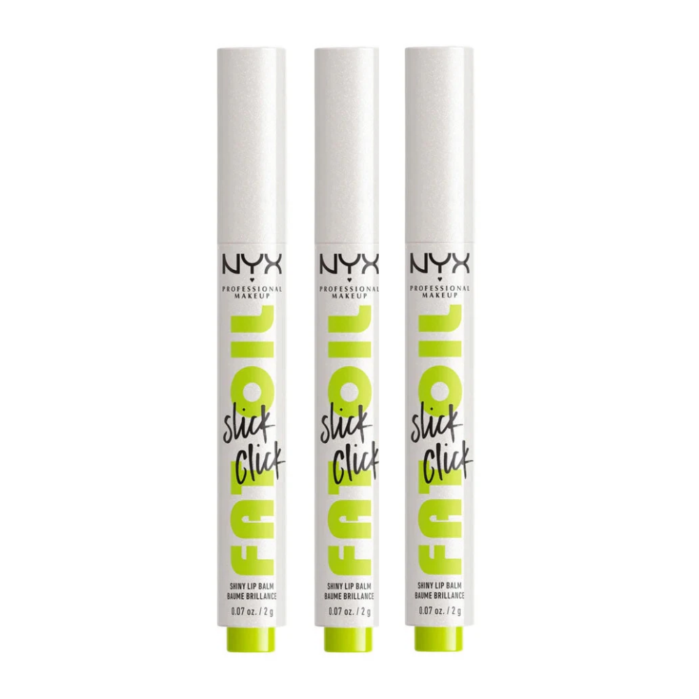 3 x NYX Professional Makeup Fat Oil Slick Click Shiny Lip Balm 2g - 01 ...