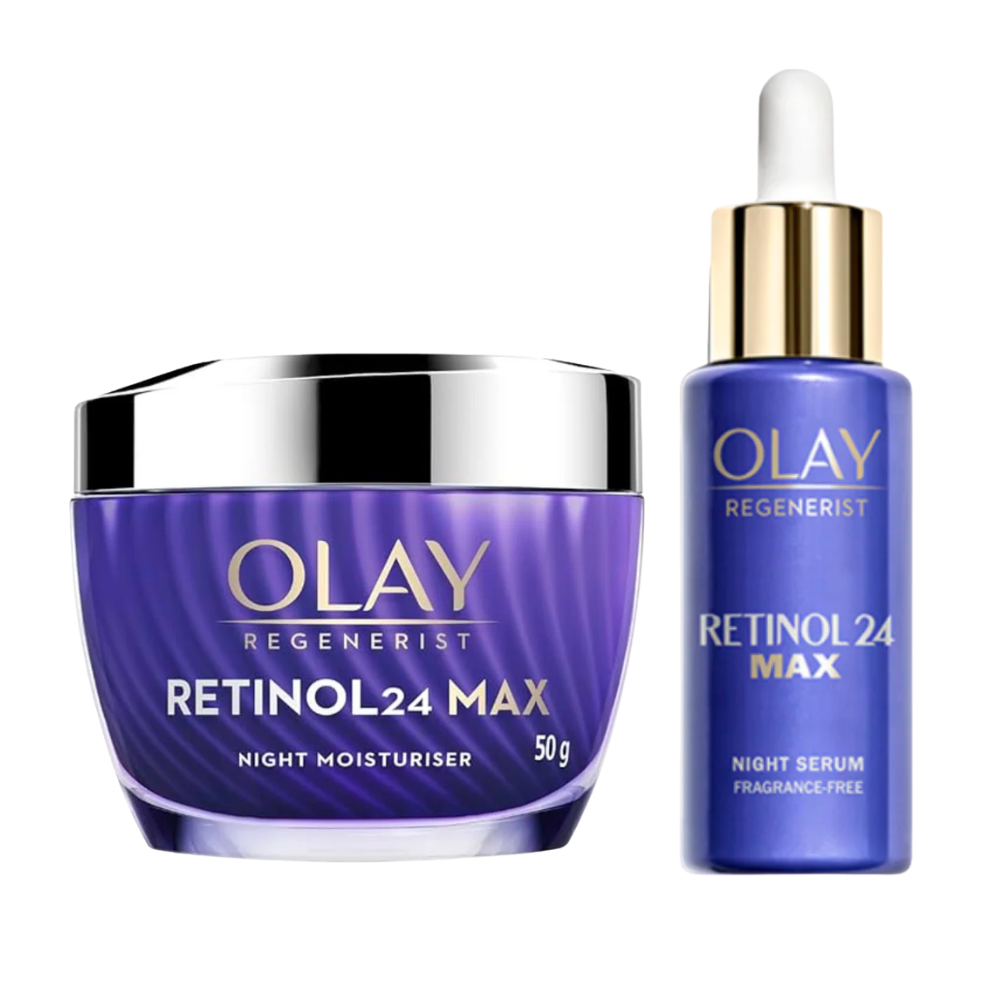 Olay Regenerist Retinol24 Max Anti Aging Night Moisturiser & Serum Set ...